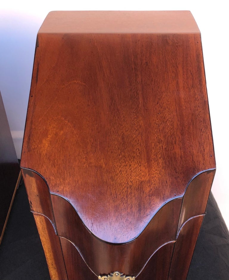 Pair English Mahogany Serpentine Inlaid Cutlery Boxes on Bracket Feet ...