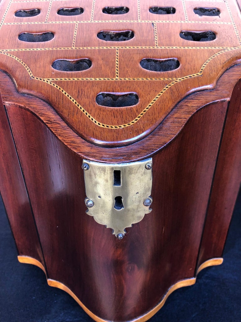 Pair English Mahogany Serpentine Inlaid Cutlery Boxes on Bracket Feet ...