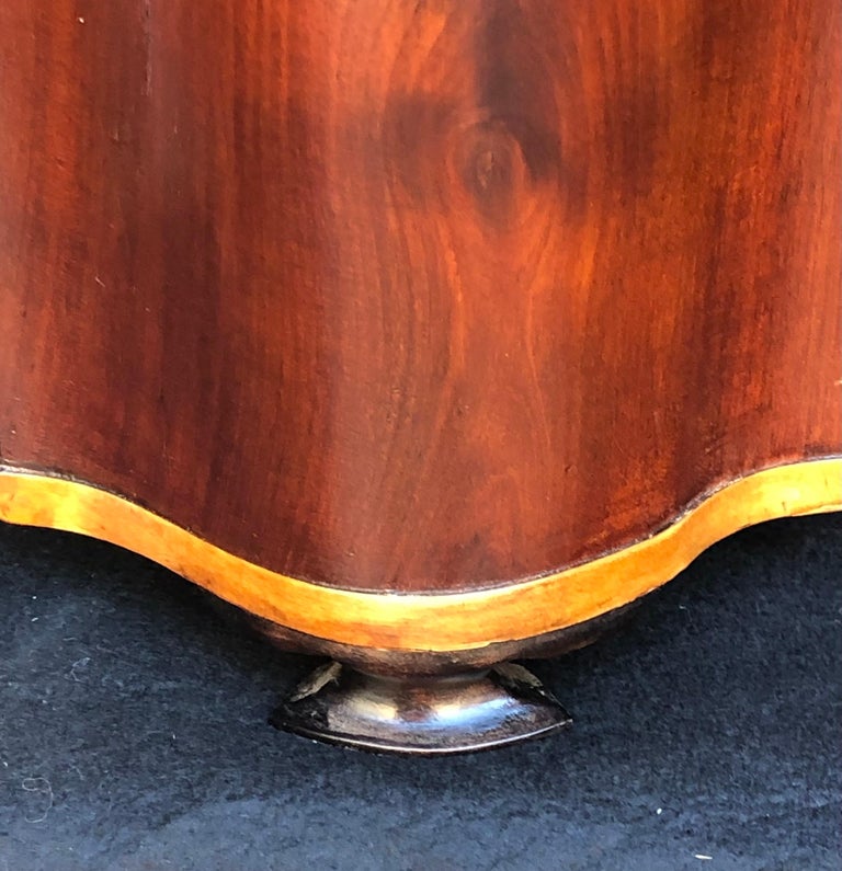 Pair English Mahogany Serpentine Inlaid Cutlery Boxes on Bracket Feet ...