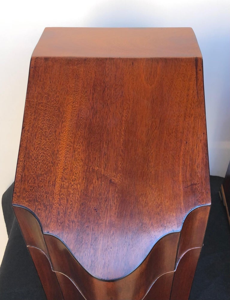 Pair English Mahogany Serpentine Inlaid Cutlery Boxes on Bracket Feet ...