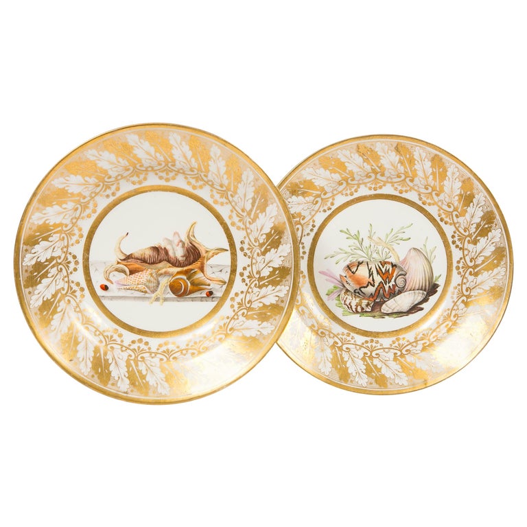 Pair of English Porcelain Dishes Hand Painted with Shells Made in ...