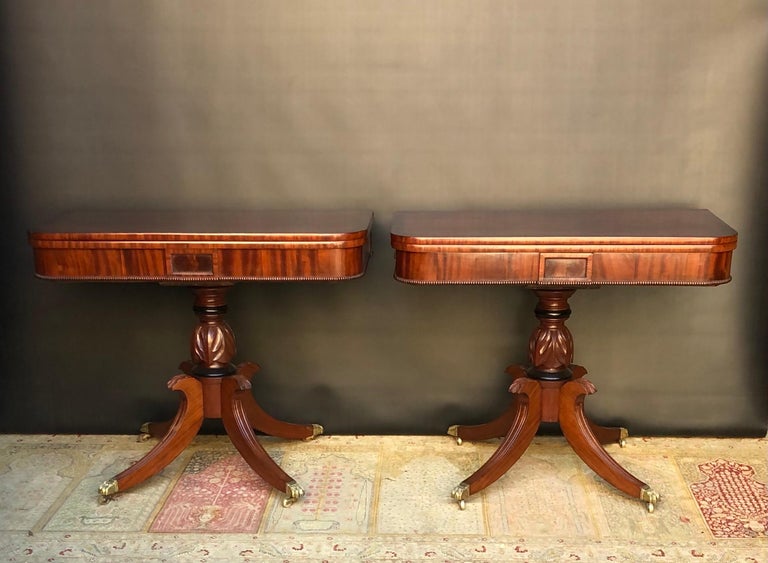 Pair English Regency Mahogany Card Tables / Tea Table, 19th Century For ...