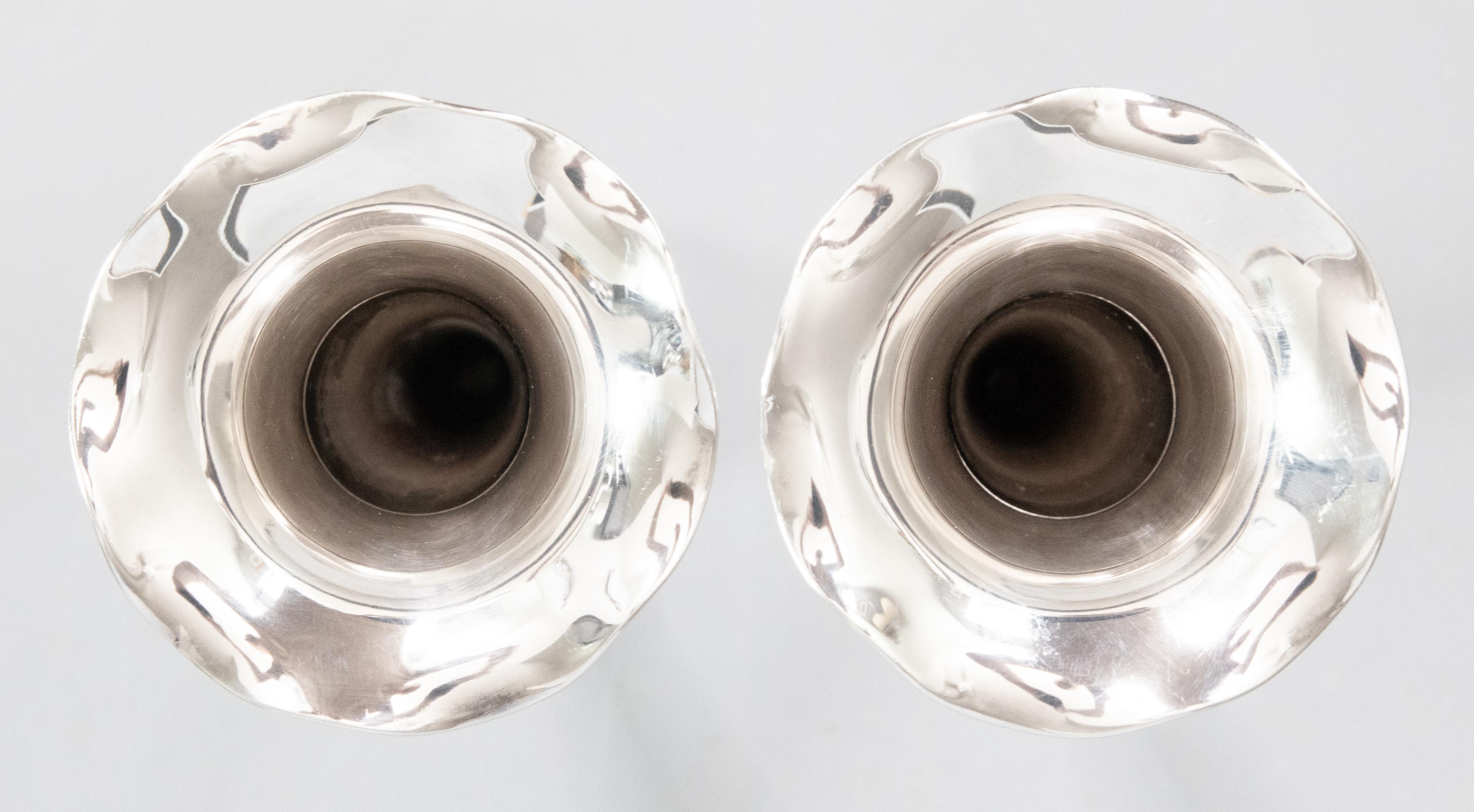 Pair English Sheffield Mappin and Webb Silver Plate Trumpet Bud Vases ...
