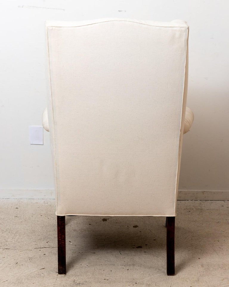 Pair English Tufted Wing Chairs Late 18th Century Upholstered in Muslin ...