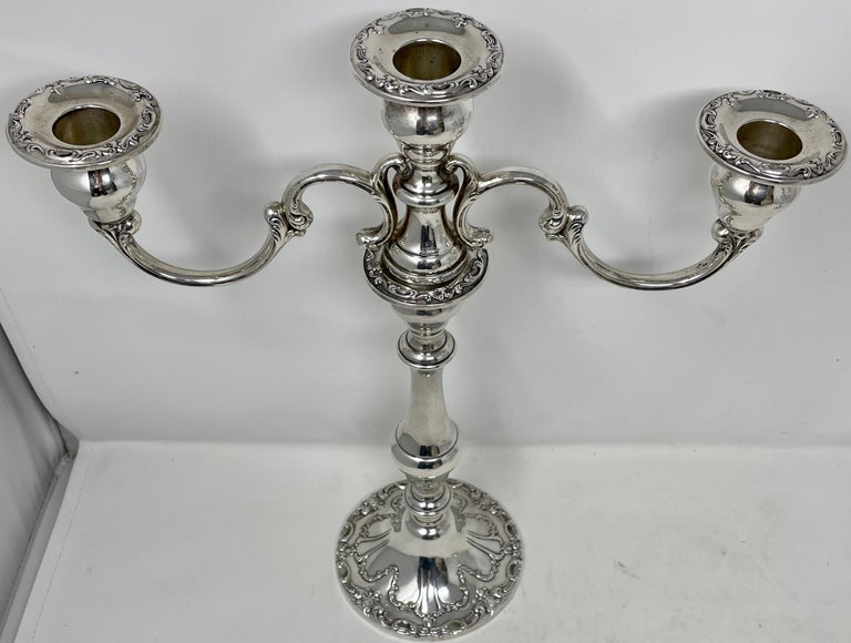Pair Estate American "Gorham" Sterling Silver Convertible Candelabra ...