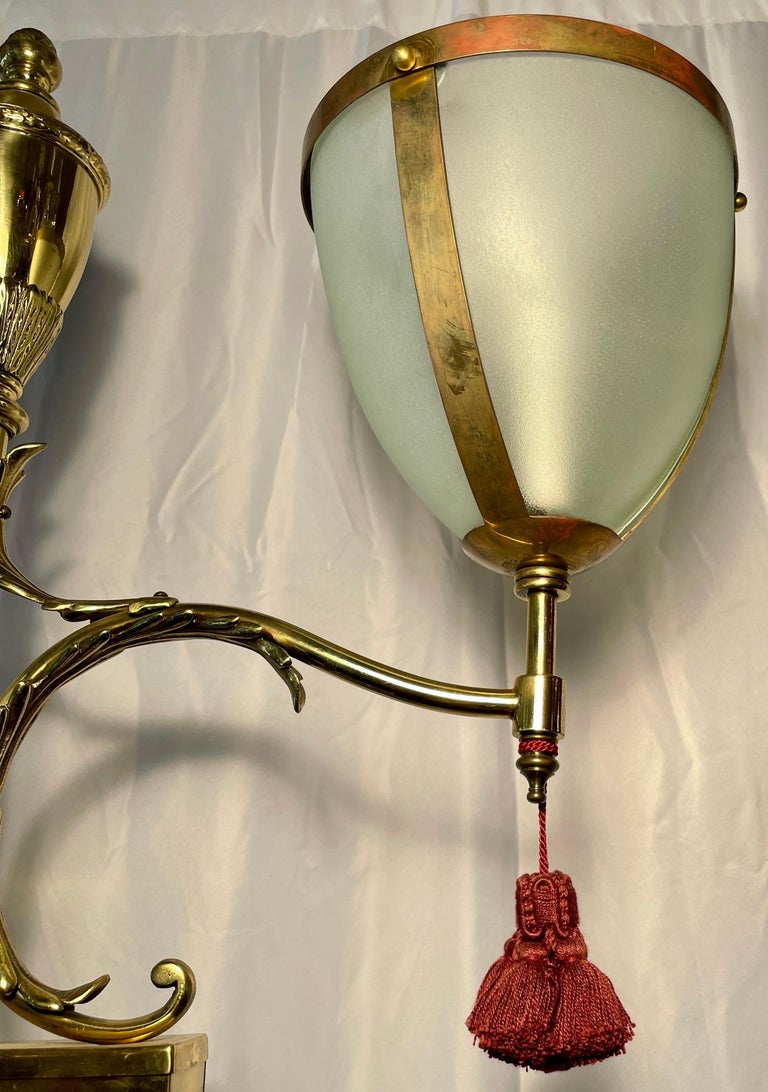 Pair Estate Brass "5th Avenue" Street Lights with Marble Bases, Circa ...