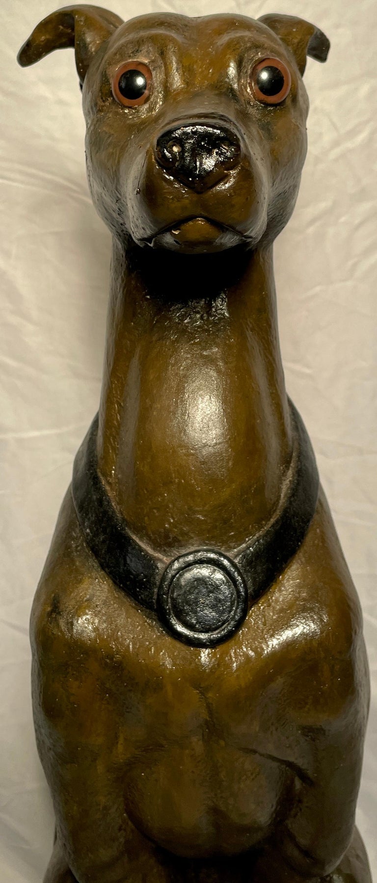 Pair Estate Italian Terracotta Porcelain Dog Statues with Glass Eyes ...