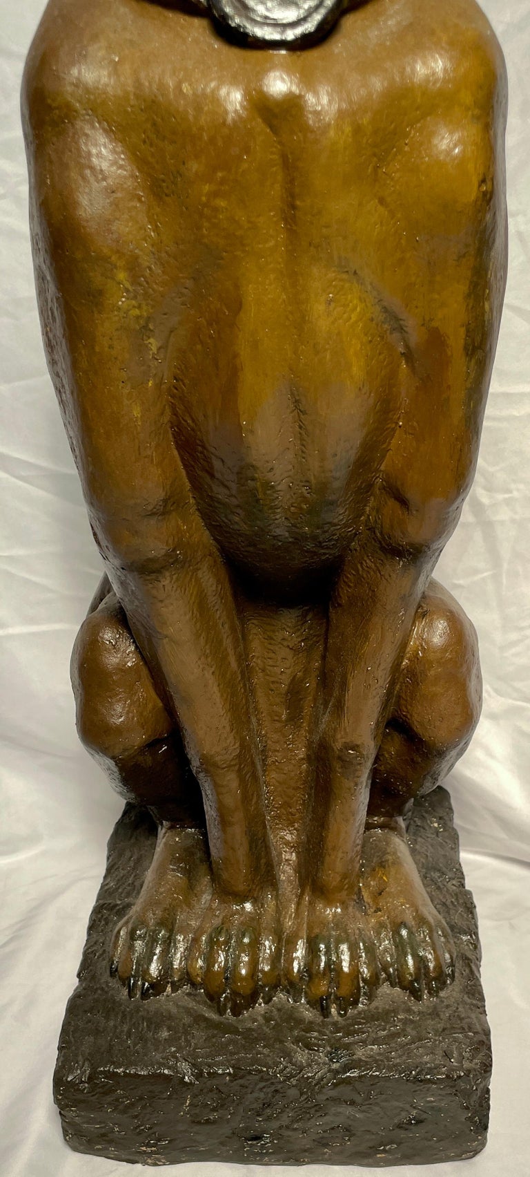 Pair Estate Italian Terracotta Porcelain Dog Statues with Glass Eyes ...