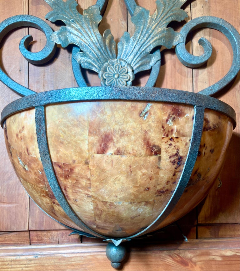 Pair Estate Painted Tole Wall Light Sconces For Sale at 1stDibs