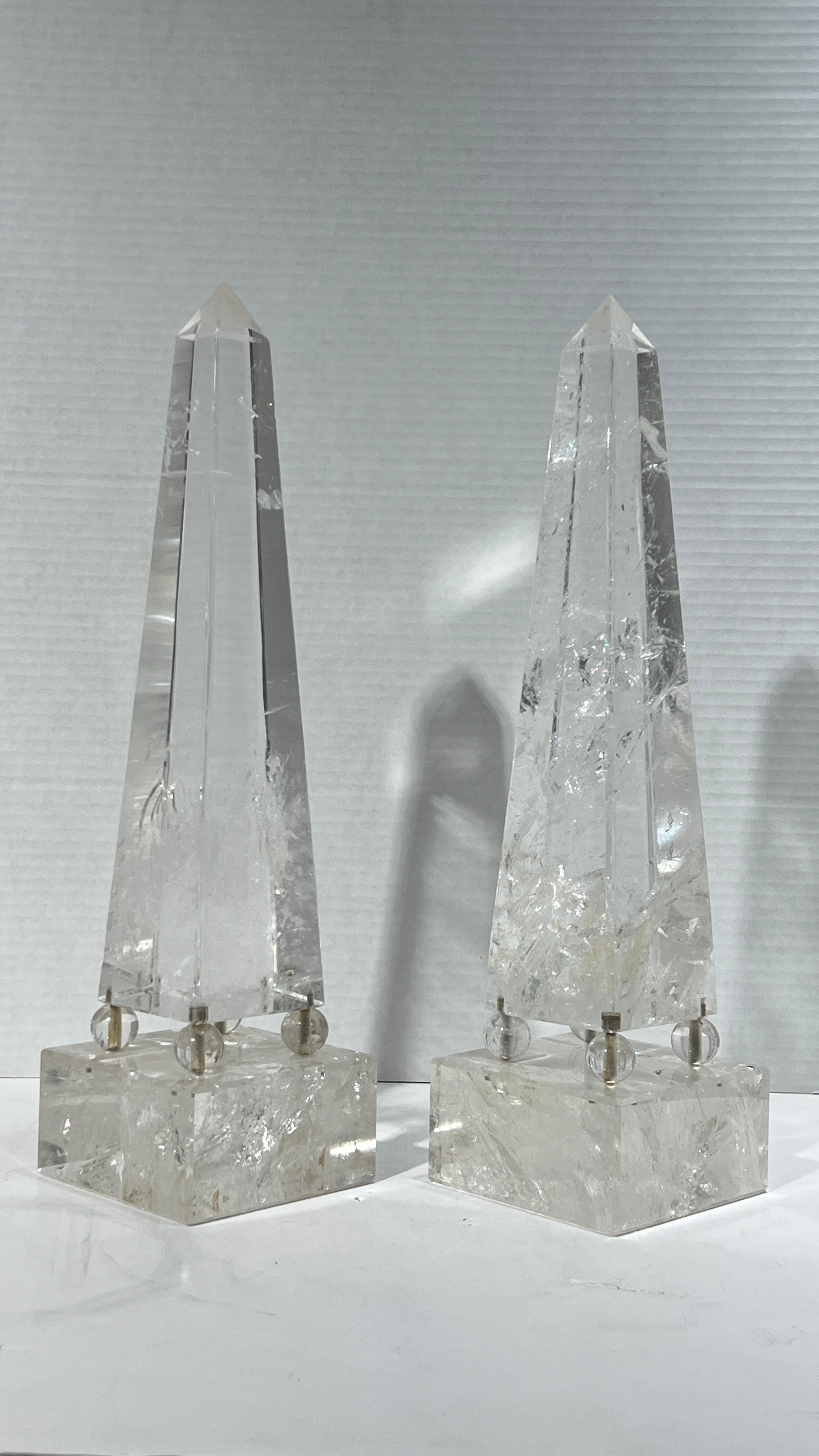 Pair Exceptional Art Deco Rock Crystal Obelisks at 1stDibs