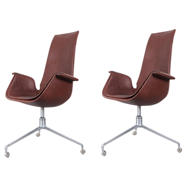Pair Fabricius Kastholm Maroon Brown High Back FK 6725 Desk Chairs (2 ...