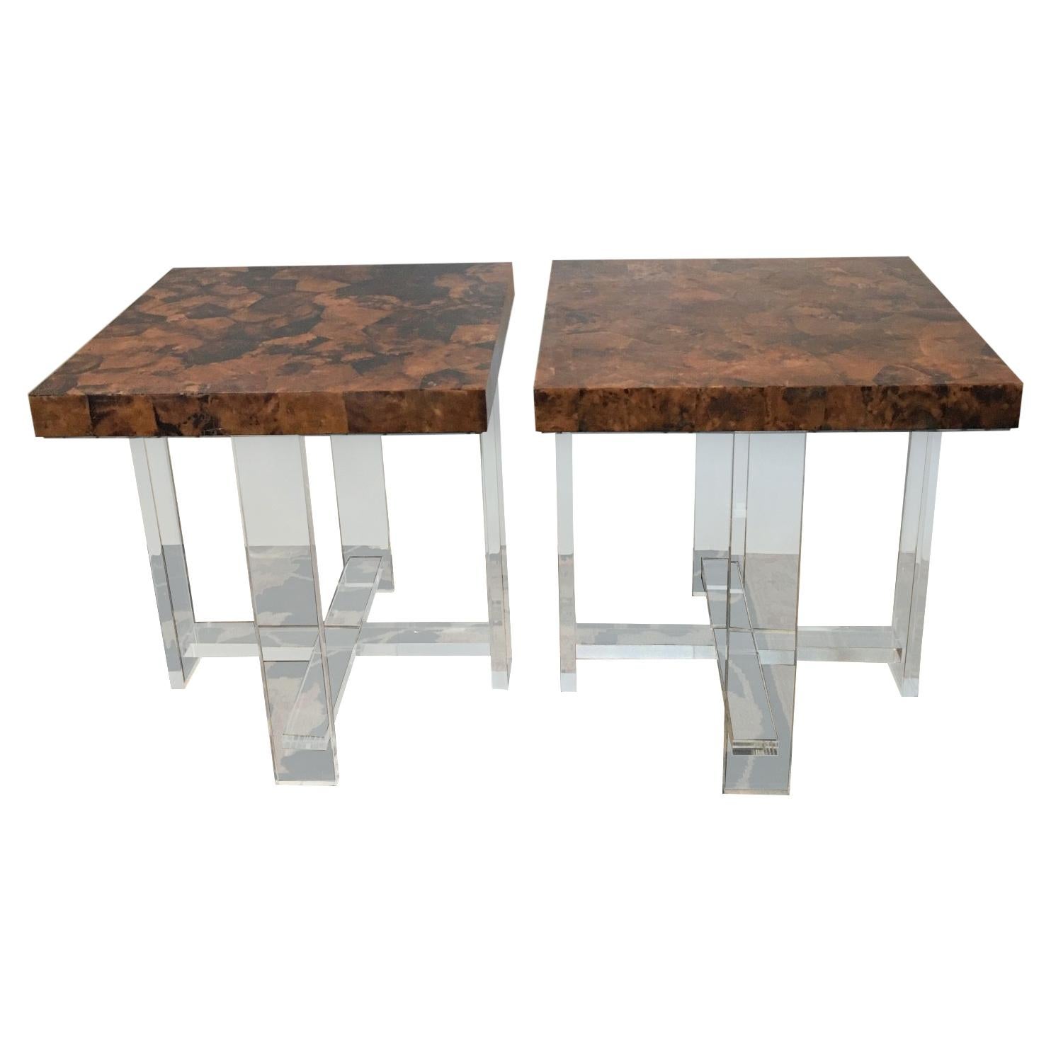 Faux Tortoise Shell Parsons Side Table at 1stDibs