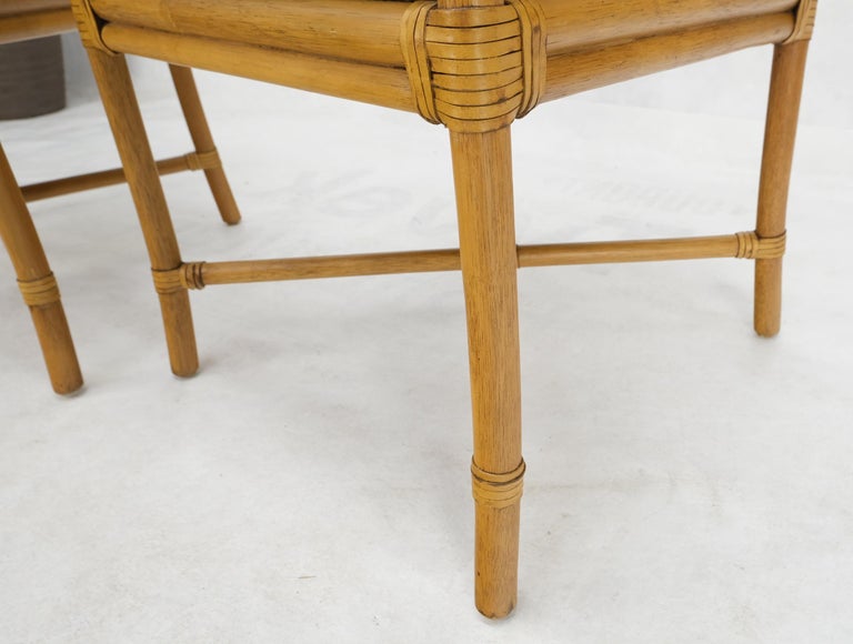 Pair Ficks Reed Blonde Rattan Leather Straps Design Armchairs Side ...