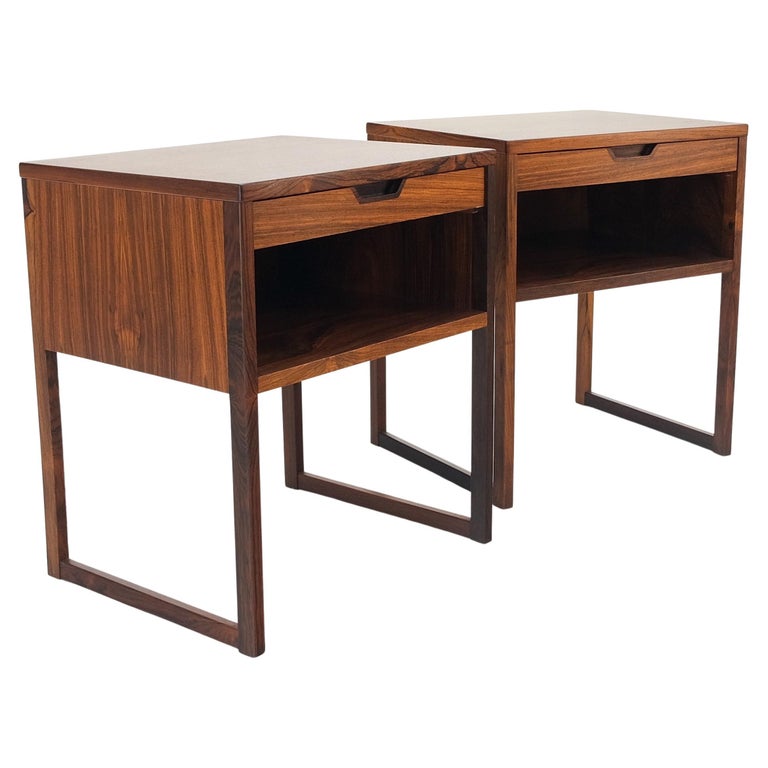 Pair Frame Leg Low Profile One Drawer Rosewood Danish Mid Century Night ...