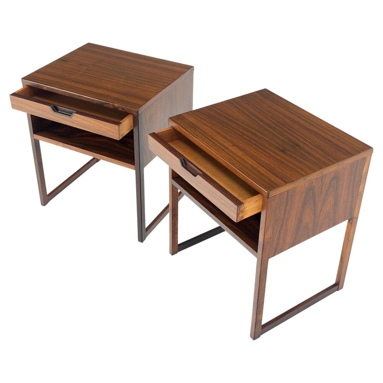Pair Frame Leg Low Profile One Drawer Rosewood Danish Mid Century Night ...