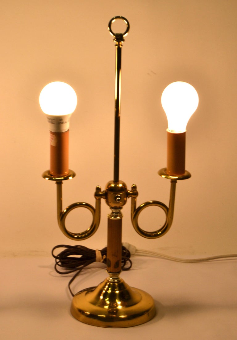 Pair French Alsy Vintage Solid Brass 2 Arm Trumpet Horn Bouillotte Lamp ...