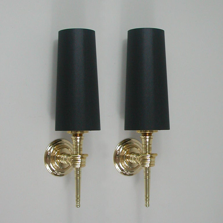 Pair French André Arbus Neoclassical Brass Hand Sconces, 1950s For Sale ...