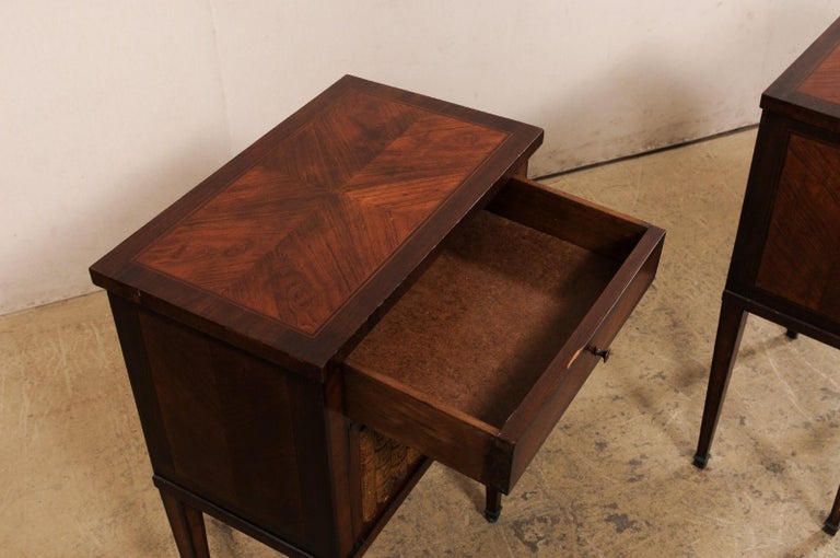 Pair French Antique Side Chests w/ "Faux Book" 'Real Leather Book ...