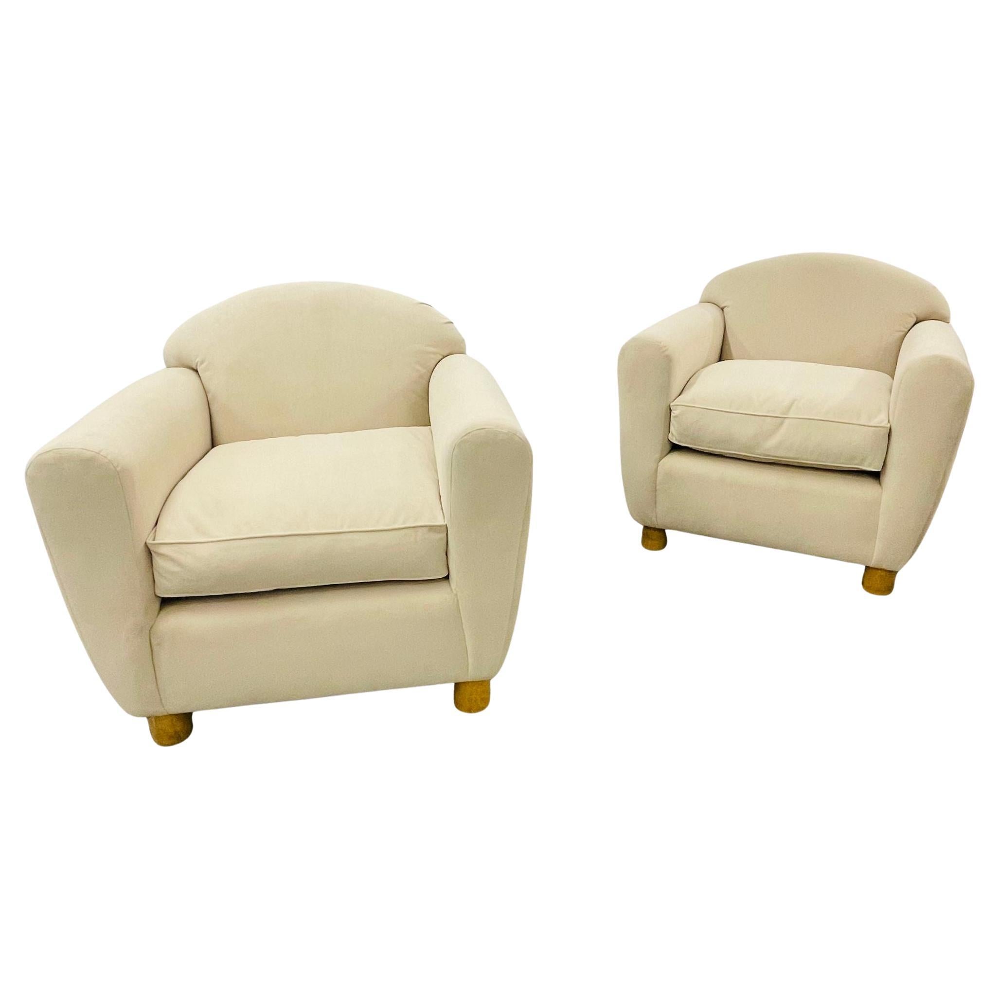 Pair of Lounge, Club or Overstuffed Chairs, Dapha, Finely Upholstered ...