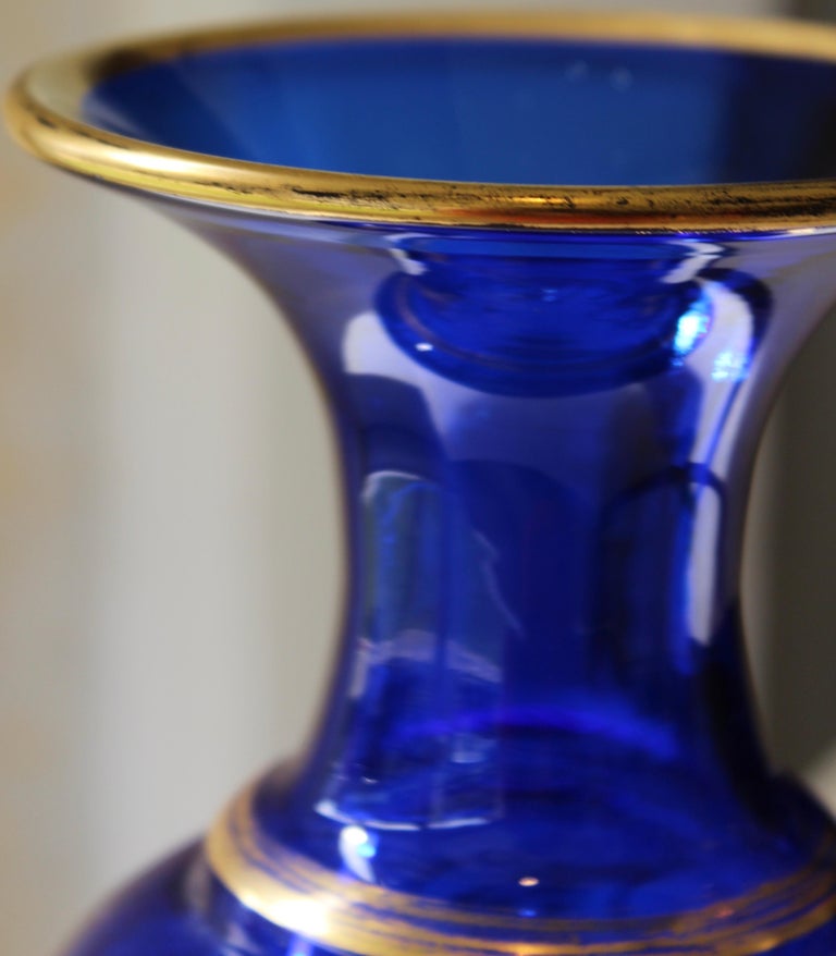 Pair of French Blue Glass Baluster Vases, 19th Century For Sale at ...