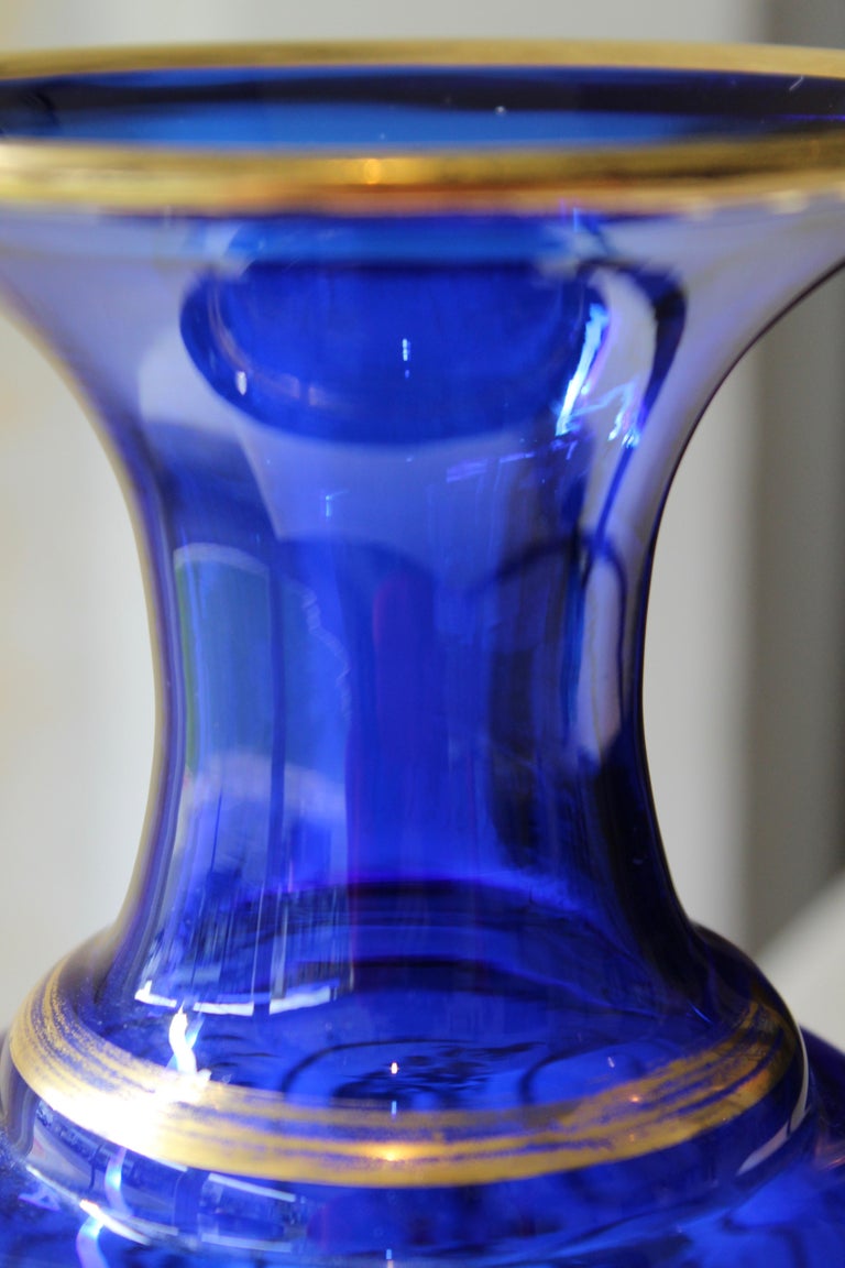 Pair of French Blue Glass Baluster Vases, 19th Century For Sale at ...