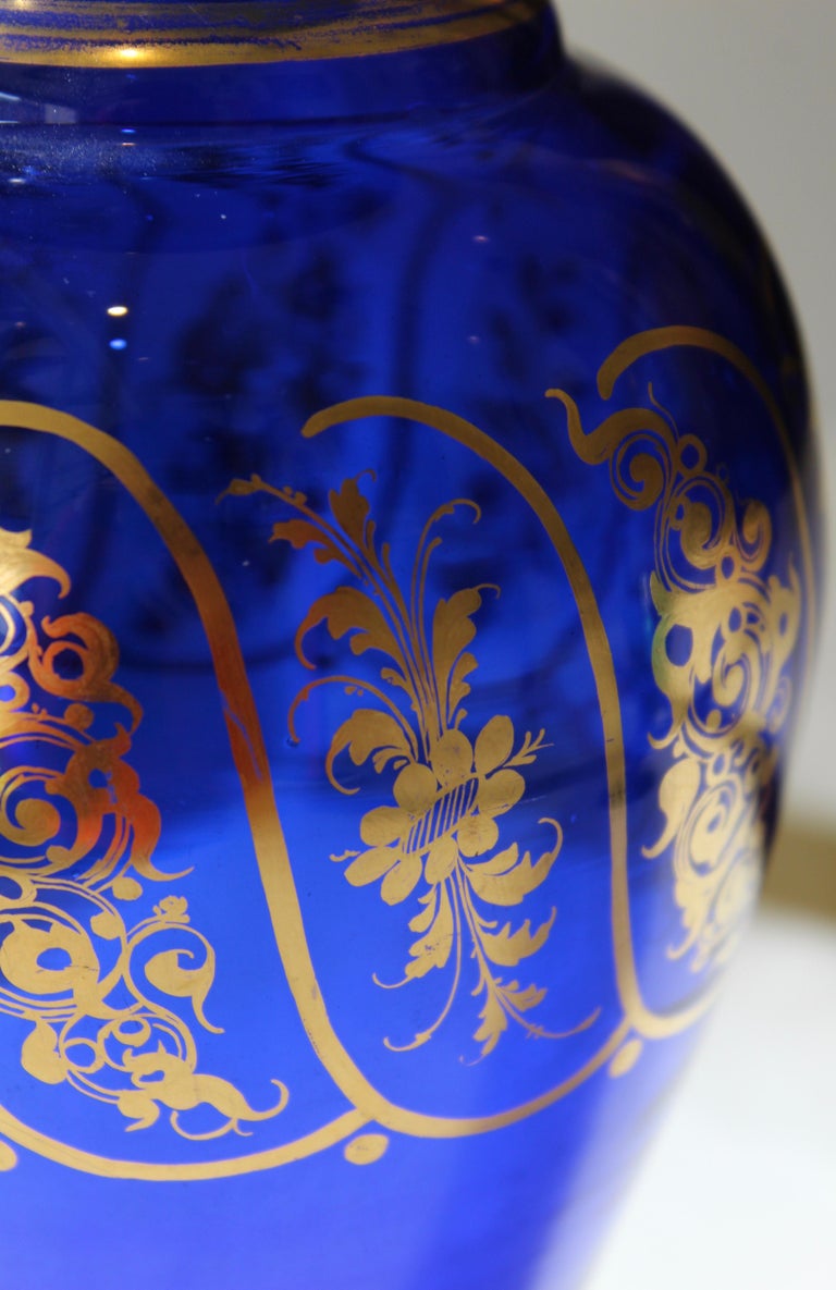 Pair of French Blue Glass Baluster Vases, 19th Century For Sale at ...