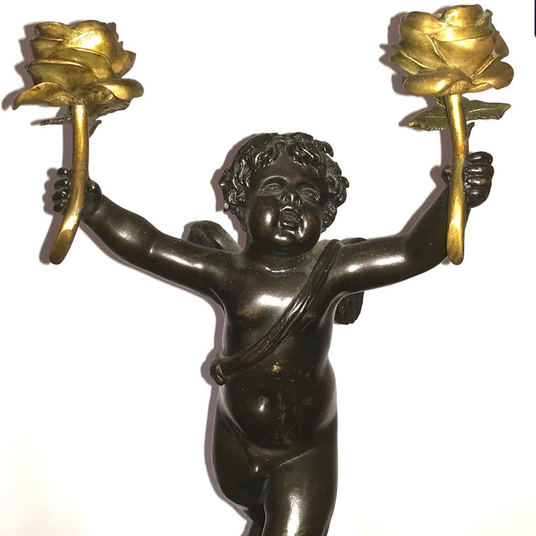 Pair of French Bronze and Marble Louis XVI Clodion Style Candelabras at ...