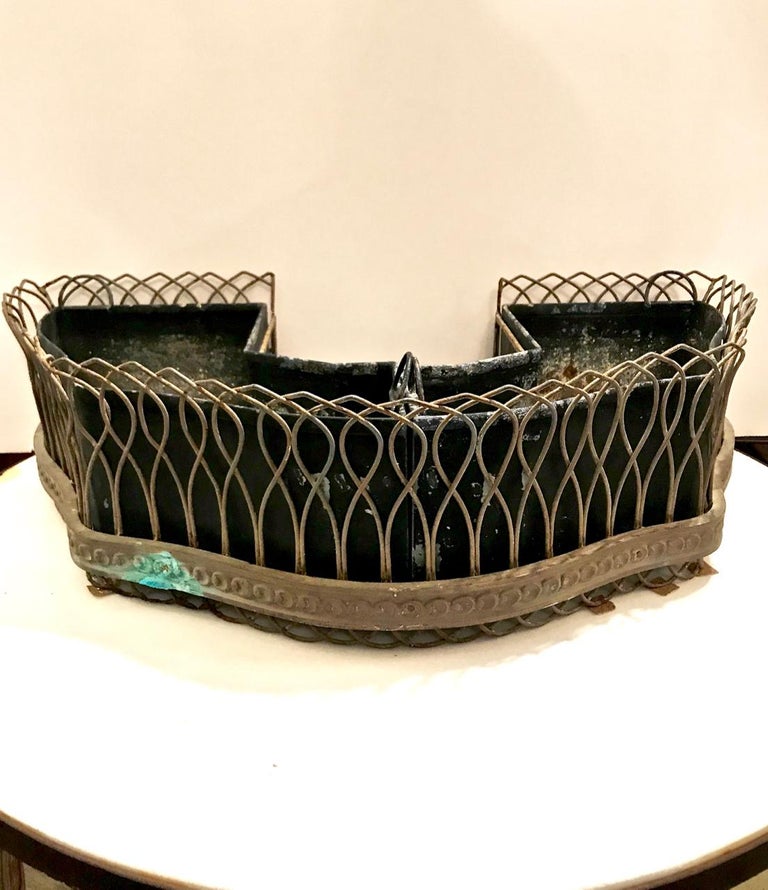 Pair of French Bronze and Wire Planters at 1stDibs