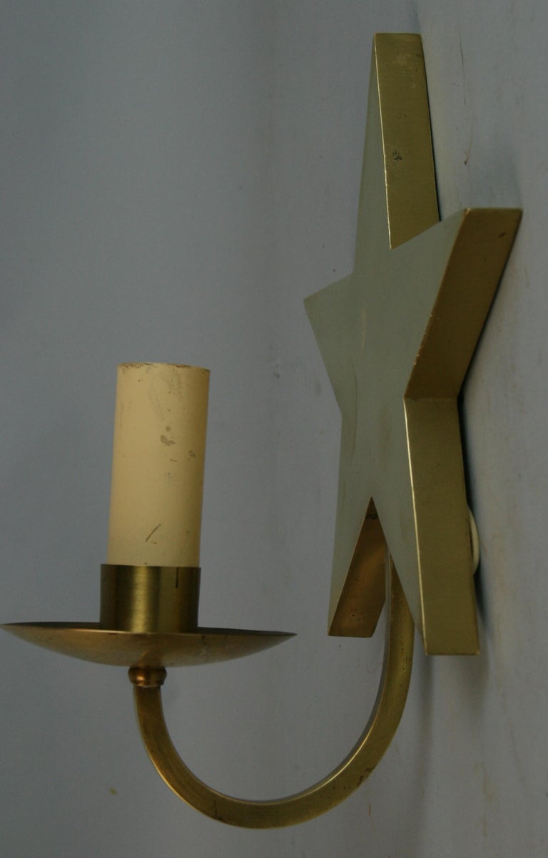 Pair French Bronze Star Sconces, 1920s For Sale at 1stDibs