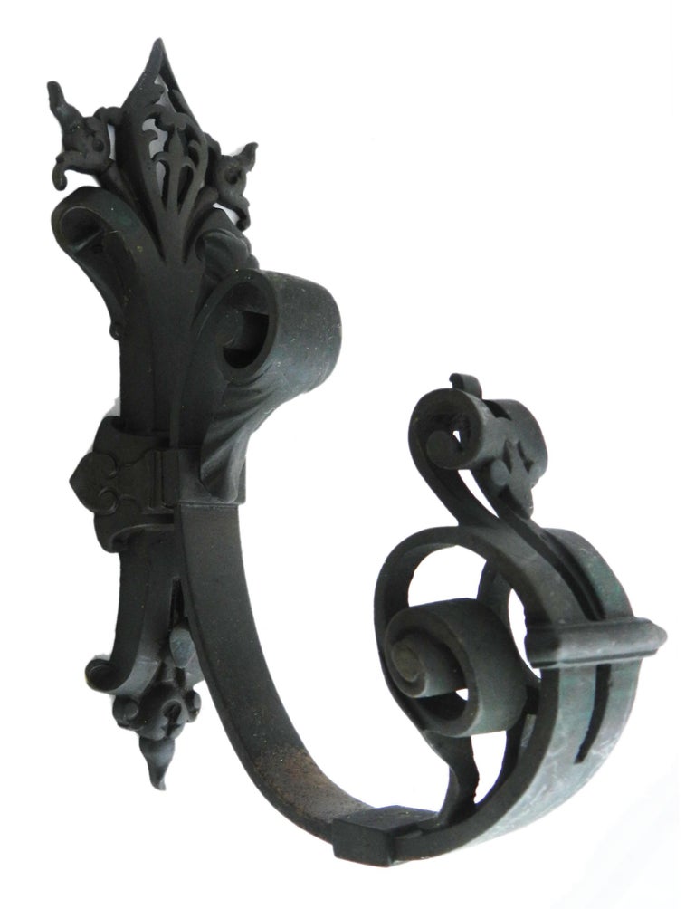 Pair French Coat Hangers 19th Century Iron with Patina For Sale at 1stDibs