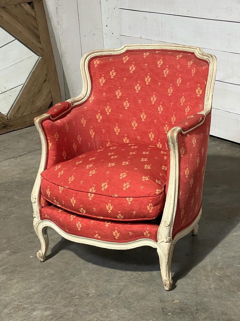 Pair French Comfortable Bergere Arm Chairs For Sale at 1stDibs