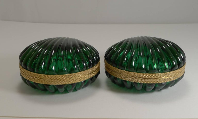 Pair of French Emerald Crystal Shell Shaped Jewelry Boxes, circa 1920 ...