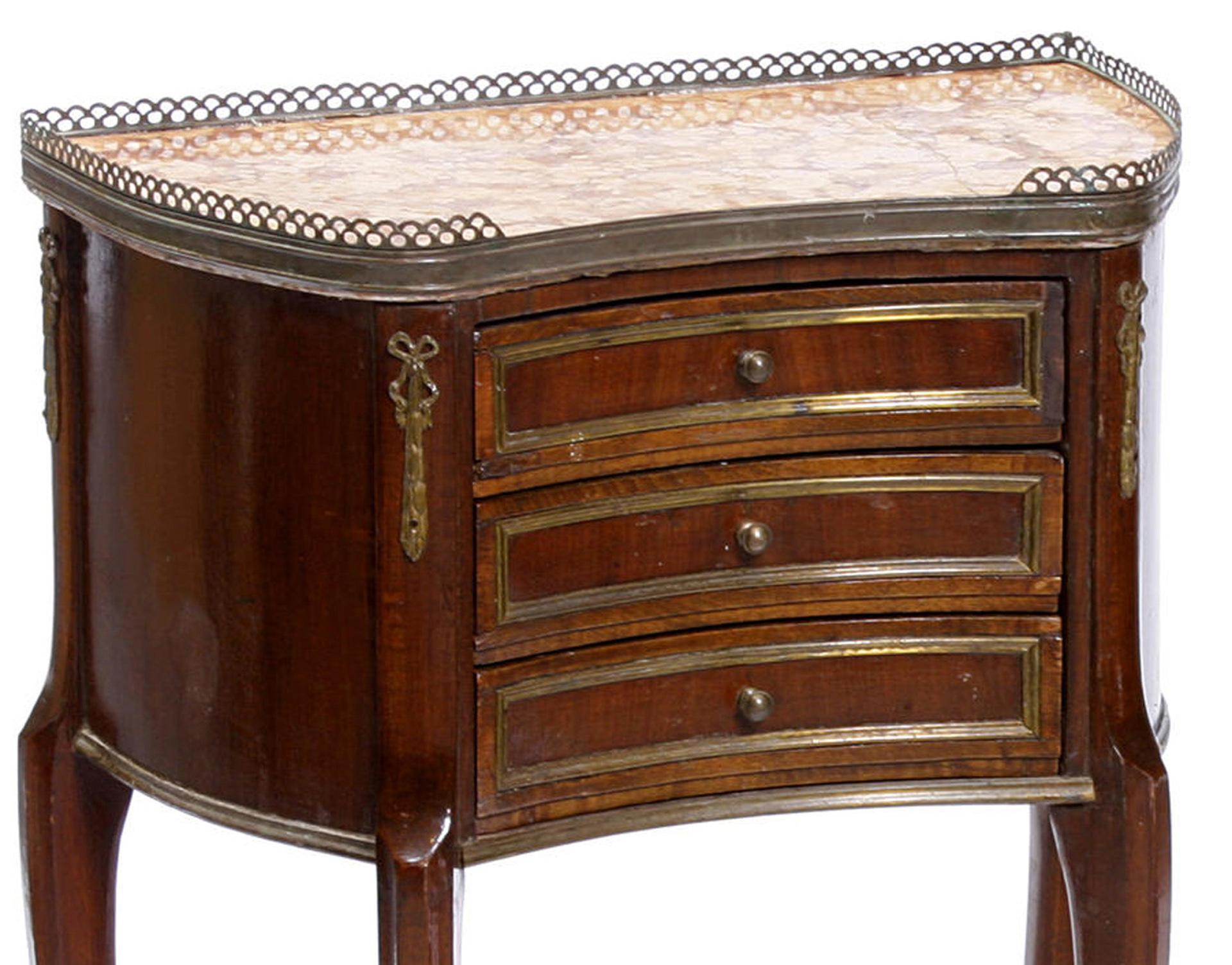 Pair of French Gilt Bronze Mounted Nightstands, 19th Century at 1stDibs