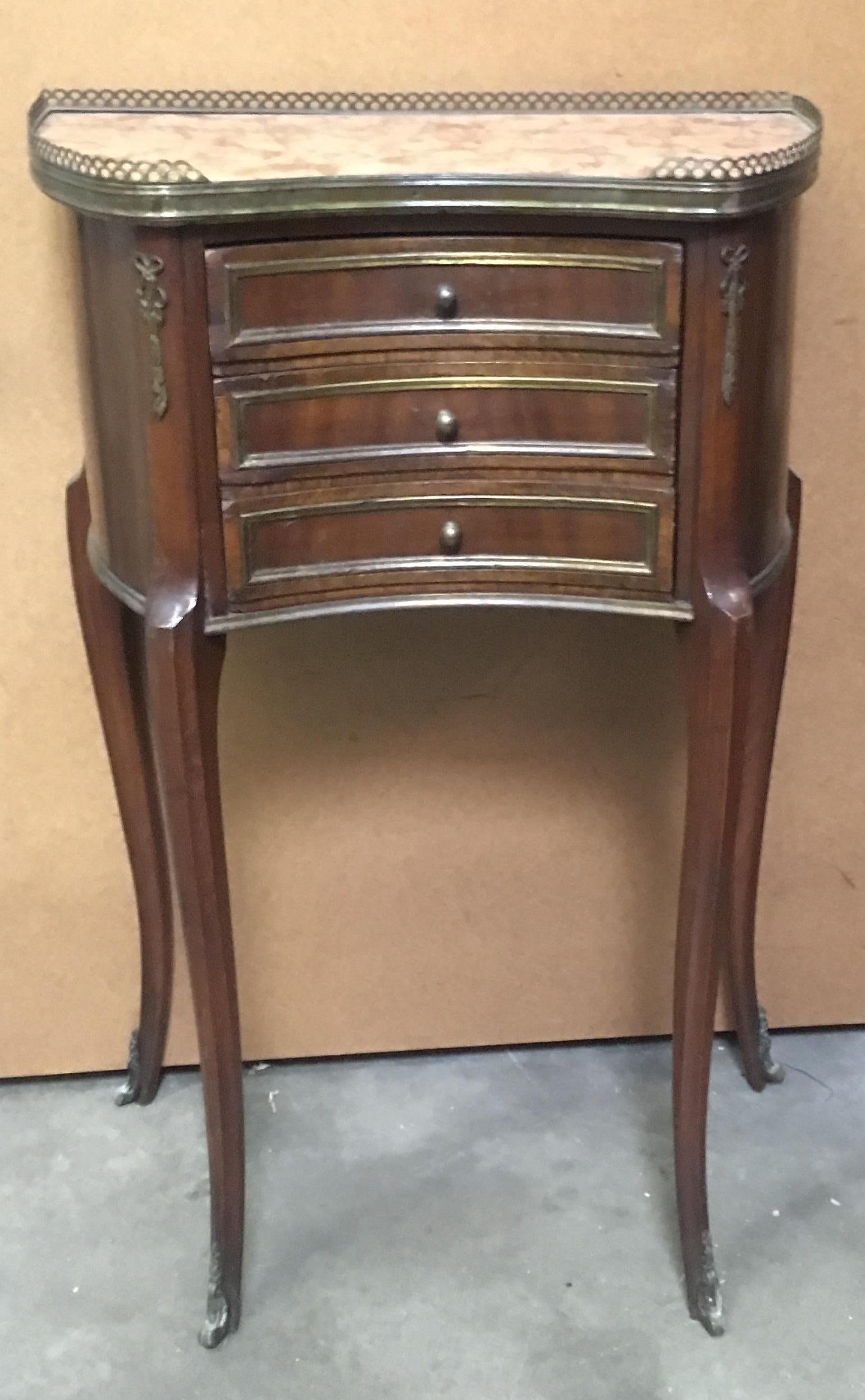 Pair of French Gilt Bronze Mounted Nightstands, 19th Century at 1stDibs