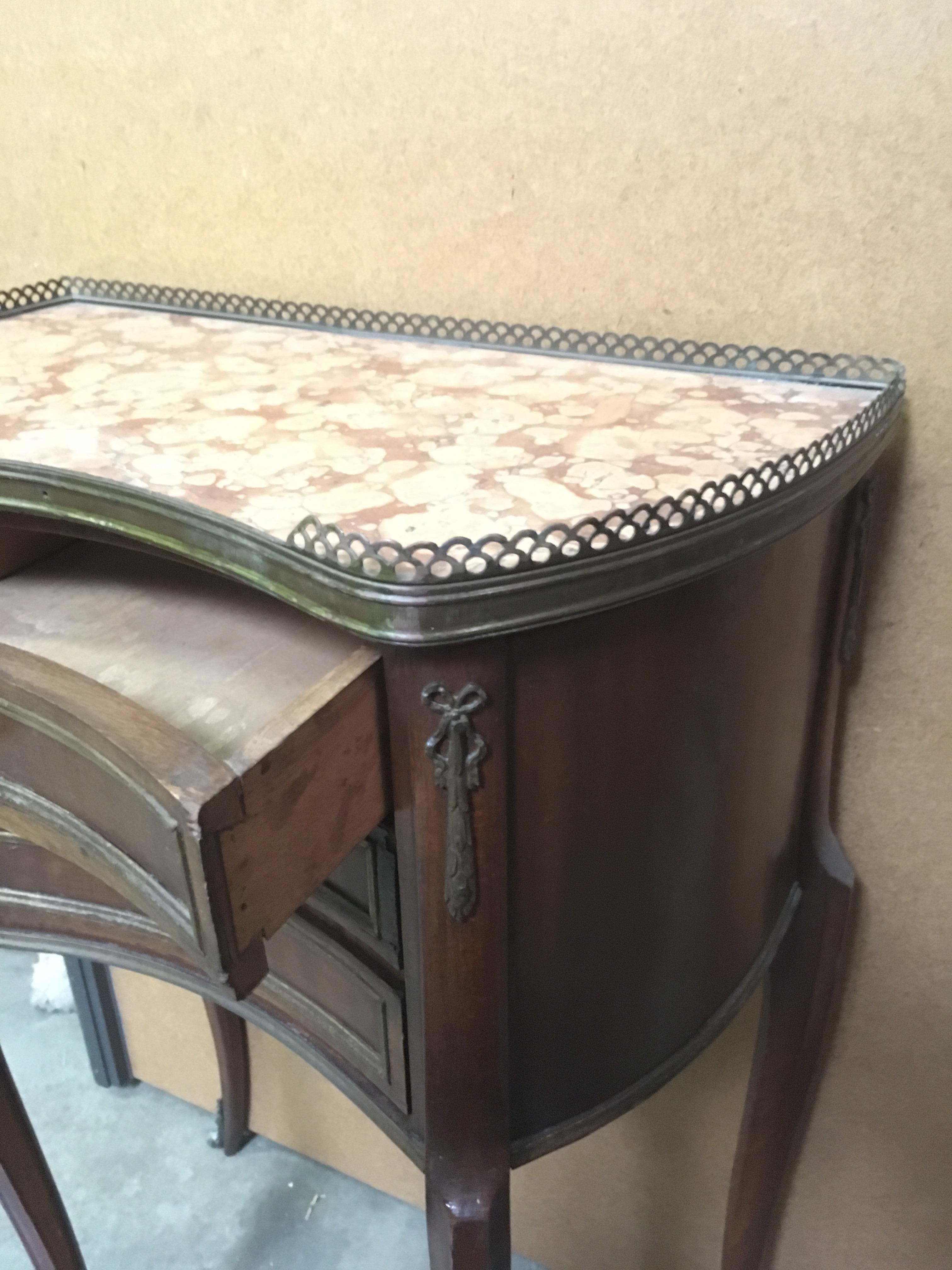 Pair of French Gilt Bronze Mounted Nightstands, 19th Century at 1stDibs