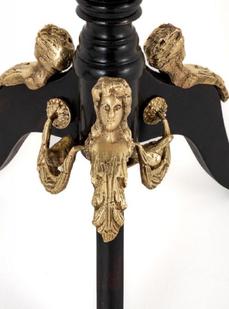 Pair French Lacquer Wine Tables Ebony Gilt For Sale at 1stDibs