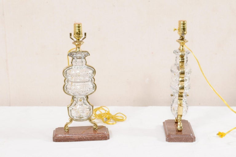 Pair French Maison Baguès Style Table Lamps, Neoclassical Glass Bodies ...
