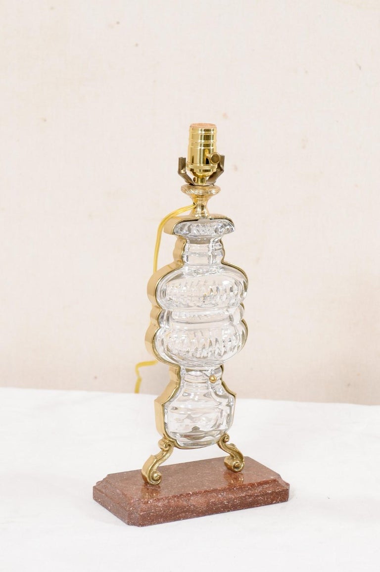 Pair French Maison Baguès Style Table Lamps, Neoclassical Glass Bodies ...