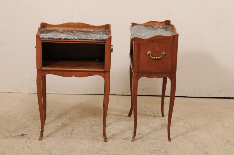 Pair of French Mid-20th Century Marble-Top Side Chests with Cabriole ...