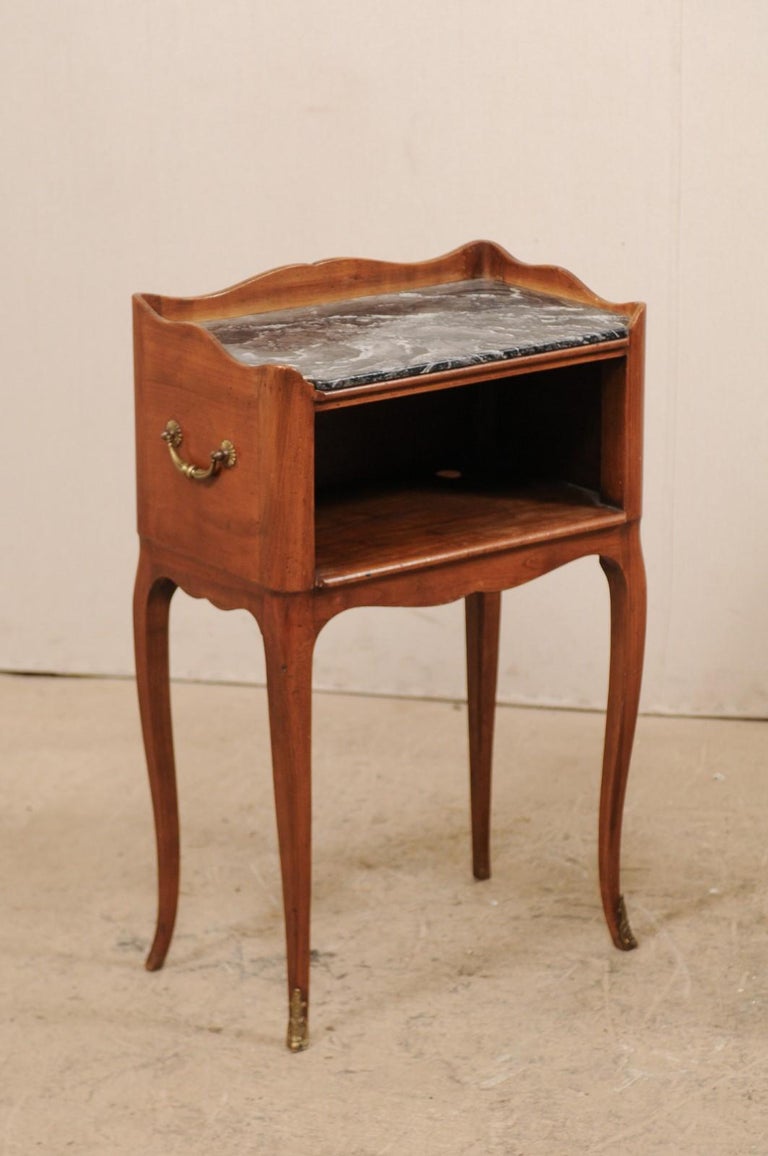 Pair of French Mid-20th Century Marble-Top Side Chests with Cabriole ...