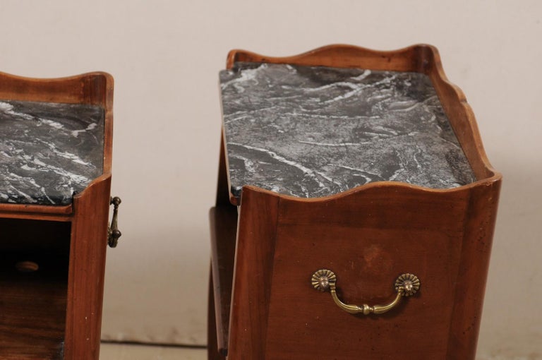 Pair of French Mid-20th Century Marble-Top Side Chests with Cabriole ...