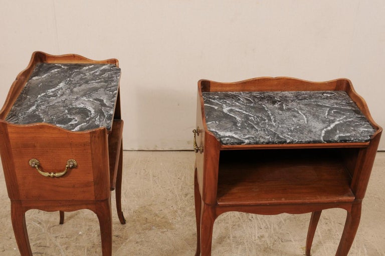 Pair of French Mid-20th Century Marble-Top Side Chests with Cabriole ...