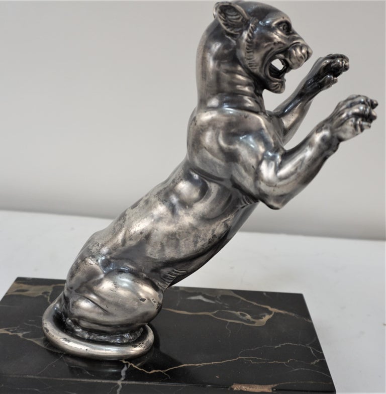 Pair French of Art Deco Tiger Bookends by Perrina Paris For Sale at 1stDibs