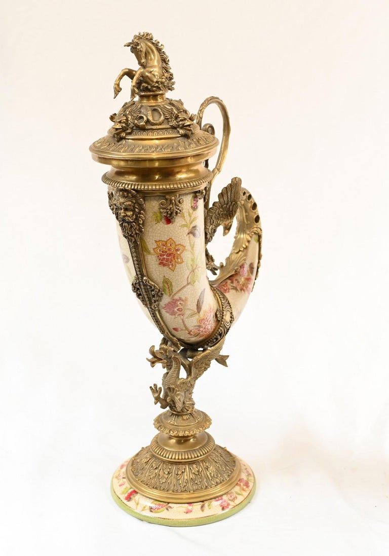 Pair French Porcelain Cornucopia Vases Urns Ormolu Horn of Plenty For ...