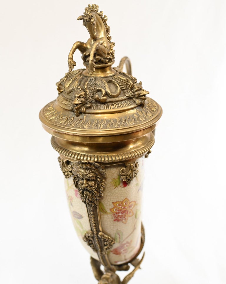 Pair French Porcelain Cornucopia Vases Urns Ormolu Horn of Plenty For ...