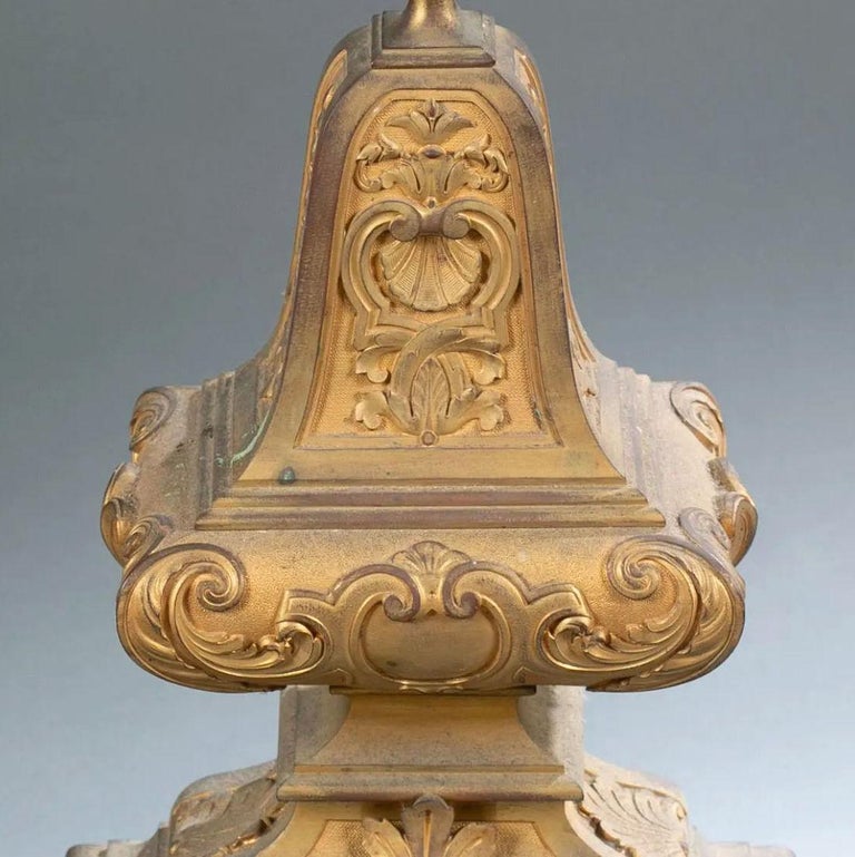 Pair French Regence Louis XIV/XV Style Gilt Bronze Andirons For Sale at ...