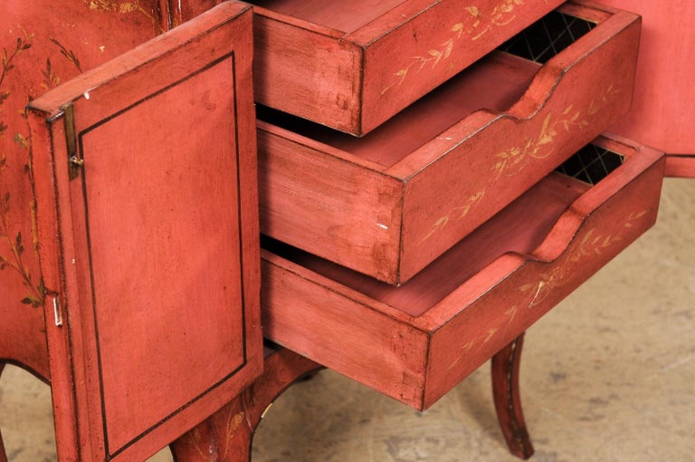 Pair French-Style Shapely Side Chests with a Hand Painted Urn and ...