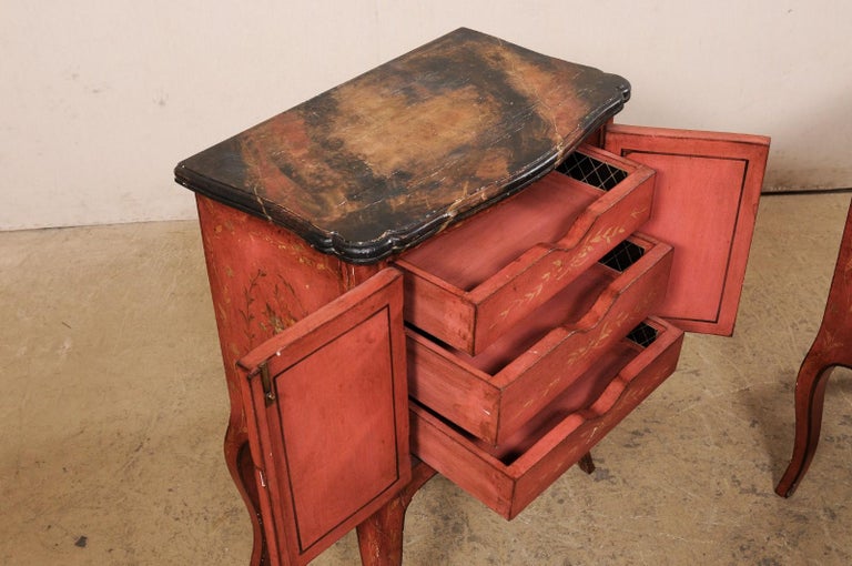 Pair French-Style Shapely Side Chests with a Hand Painted Urn and ...