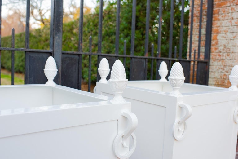 Pair French Style Steel and Cast Iron Planters Boxes in Lacquered White ...