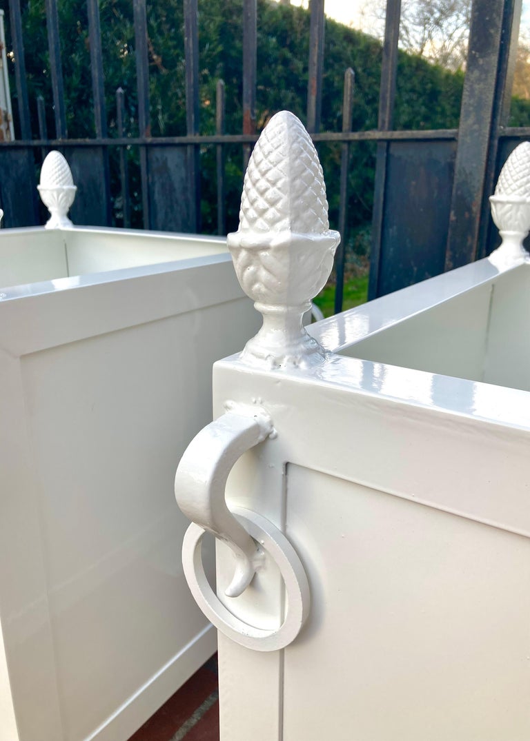Pair French Style Steel and Cast Iron Planters Boxes in Lacquered White ...